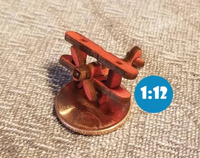 Tiny Wooden toy Biplane for 1:12 Scale Dollhouse - Etsy