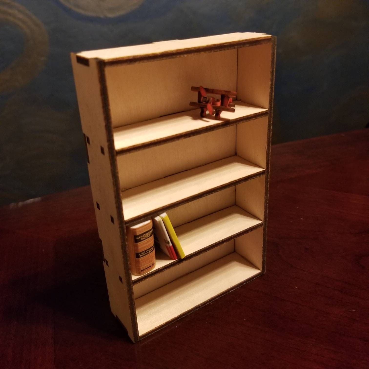 Miniature Wooden Bookshelf 1:12 Scale Dollhouse Library - Etsy