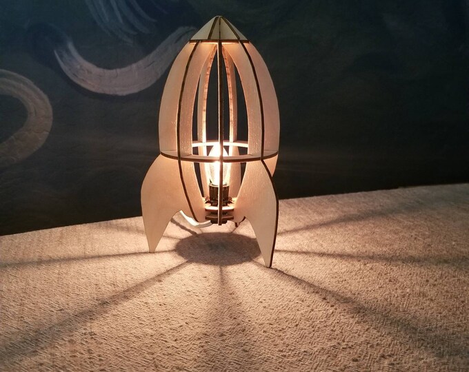 Laser Cut Wooden Rocketship Optional Lamp/nightlight | Etsy