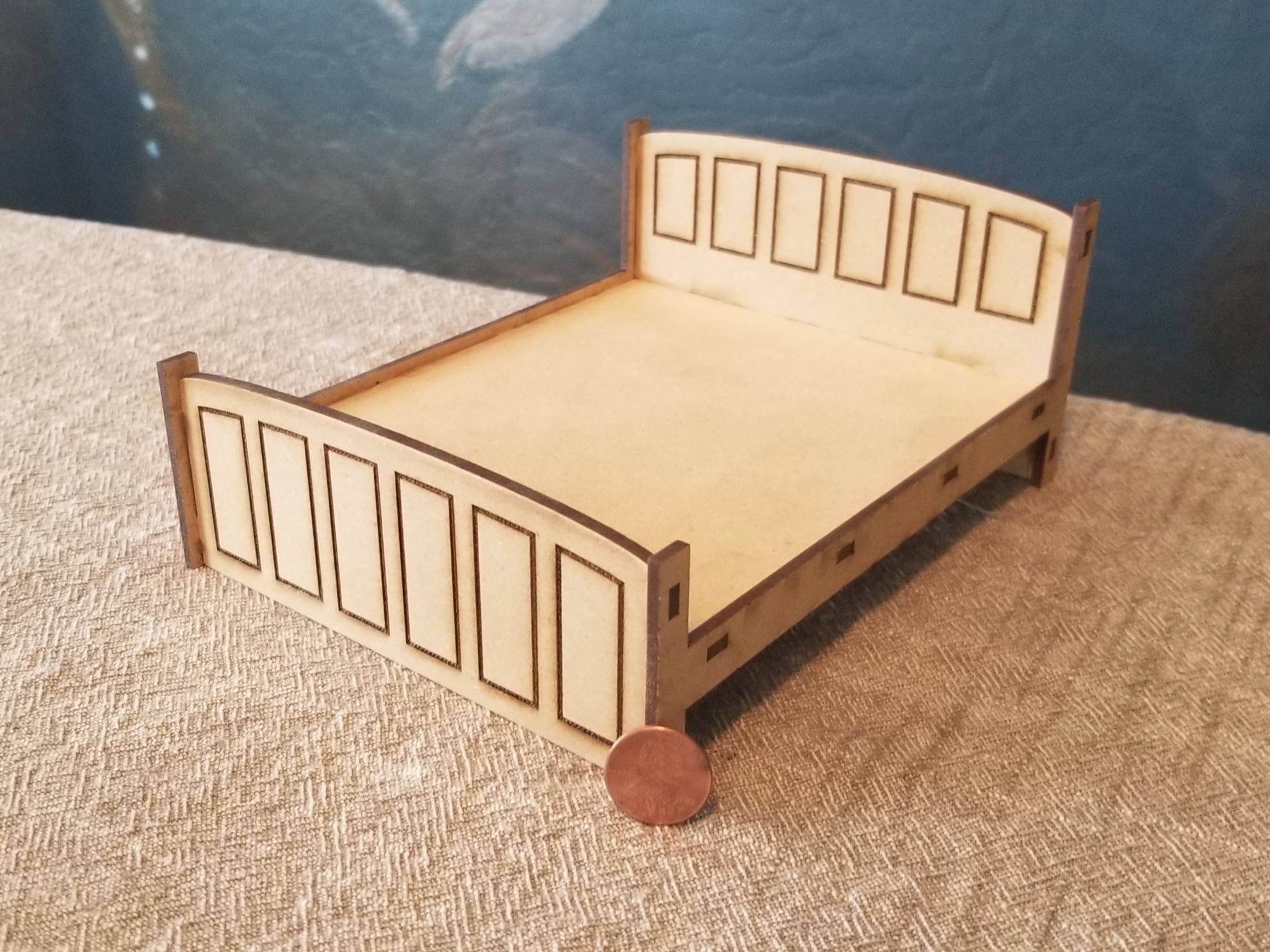Miniature Wooden Bed Frame for 1:12 Scale Dollhouse - Etsy