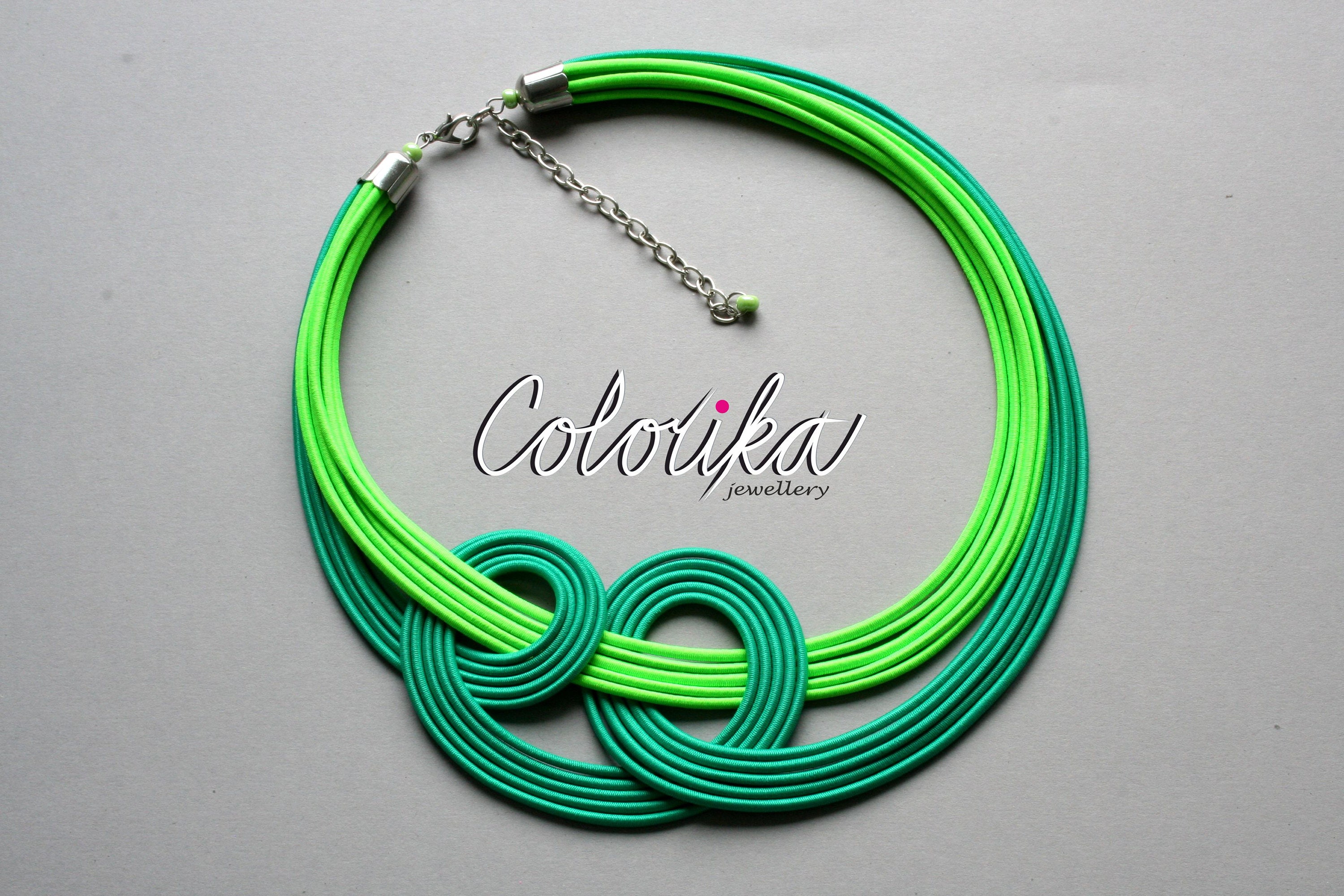 Neon Fabric Necklace Green Neon Necklace Knotted Green - Etsy