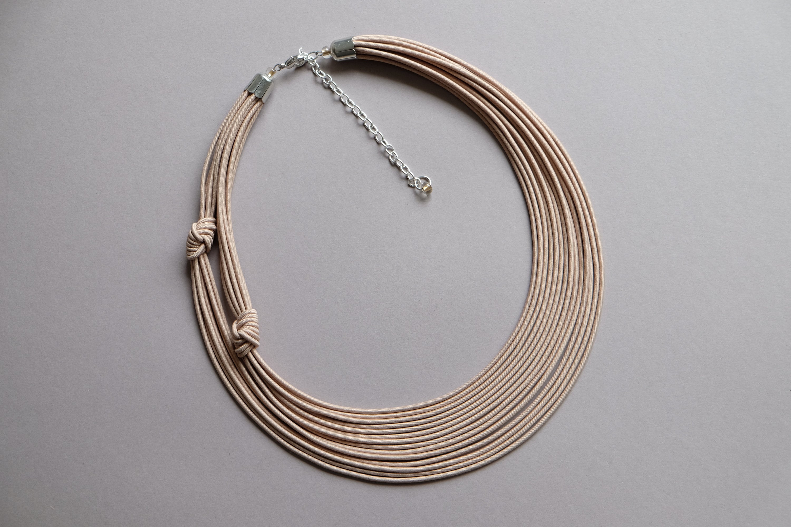 Knotted Beige Jewelry Set: Ethnic Necklace, Bracelet & Earrings - Etsy