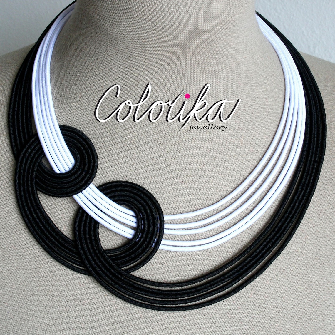 Black and White Necklace, Statement Necklace for Women, Trendy Tribal ...