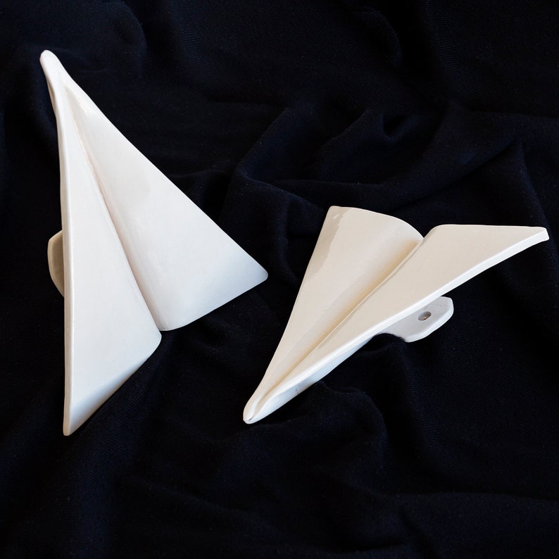Decorative White Ceramic Wall Plane - Etsy