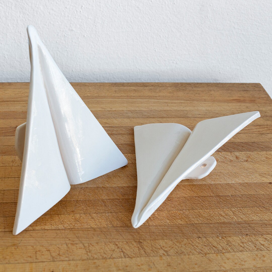 Decorative White Ceramic Wall Plane - Etsy