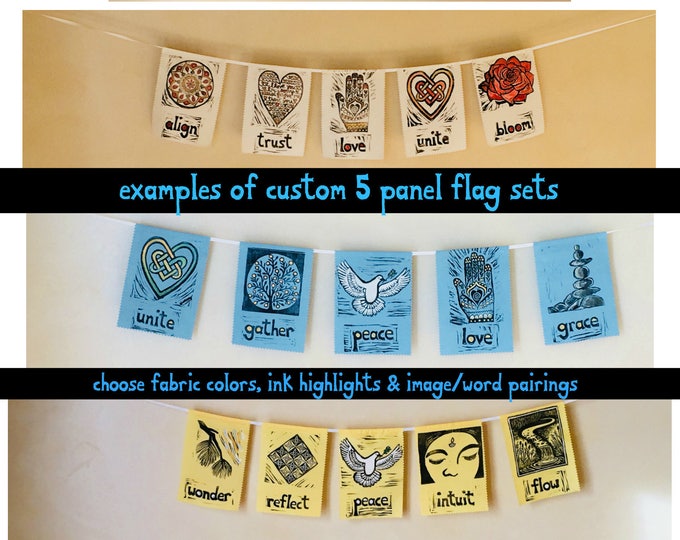 Handmade Custom Prayer Flags// Customized Prayer Flag Set of 5// Mix ...