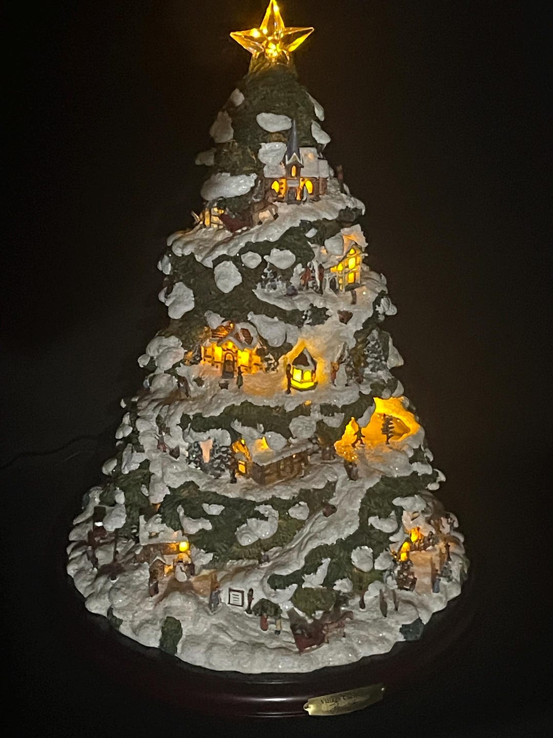 Vintage Thomas Kinkade “christmas Village” Illuminated 15” Tree 2004 # ...