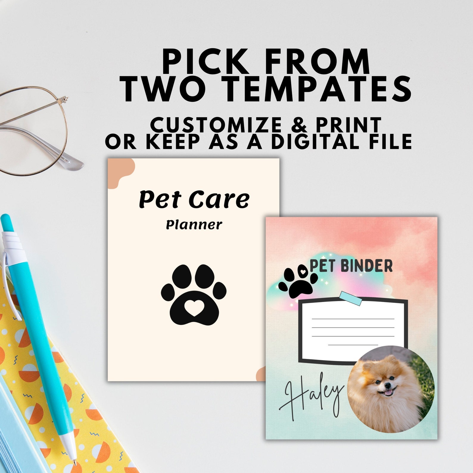 Customizable and Printable Pet Binder Bundle for Dog Mom, Dog Dad, Pet ...