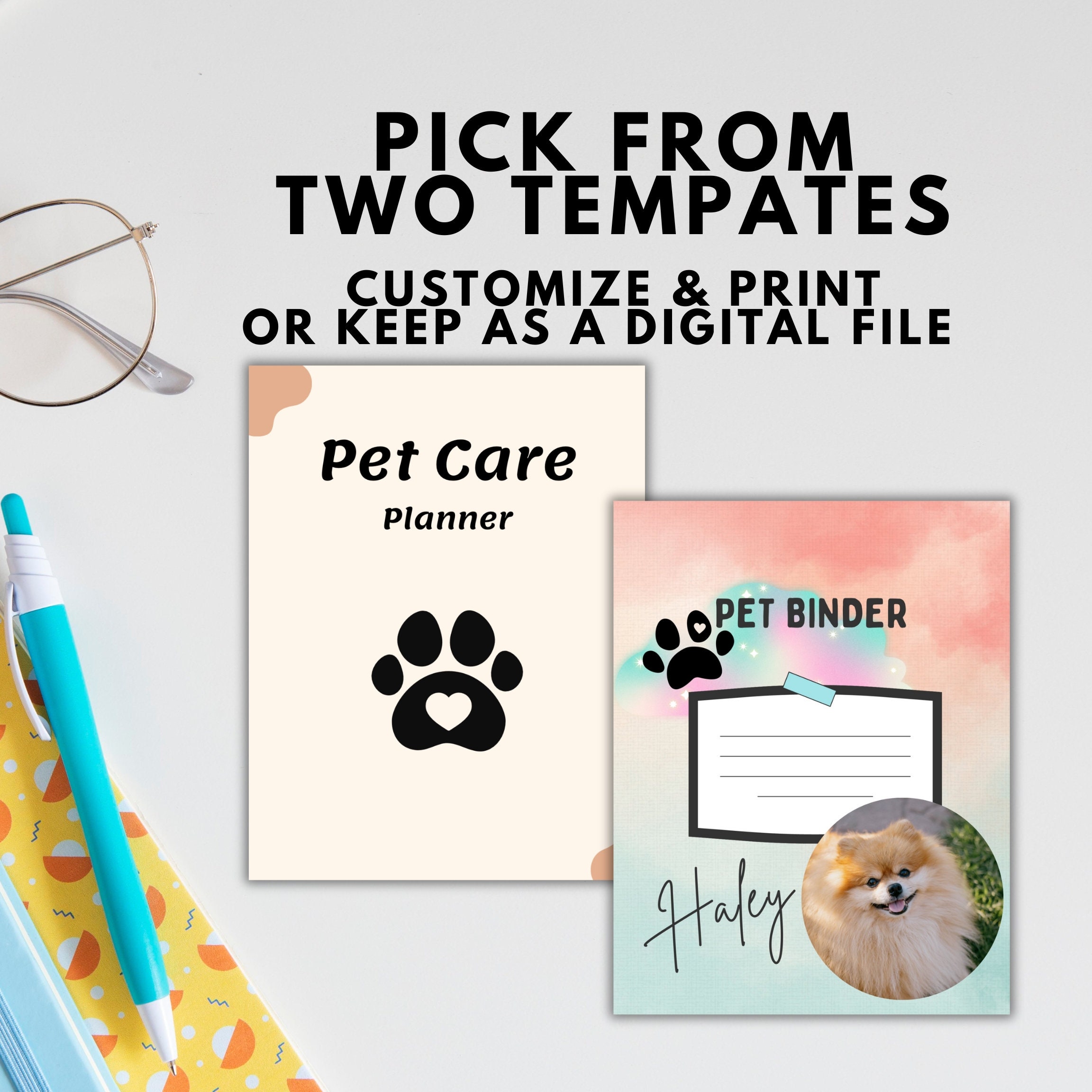 Customizable and Printable Pet Binder Bundle for Dog Mom, Dog Dad, Pet ...