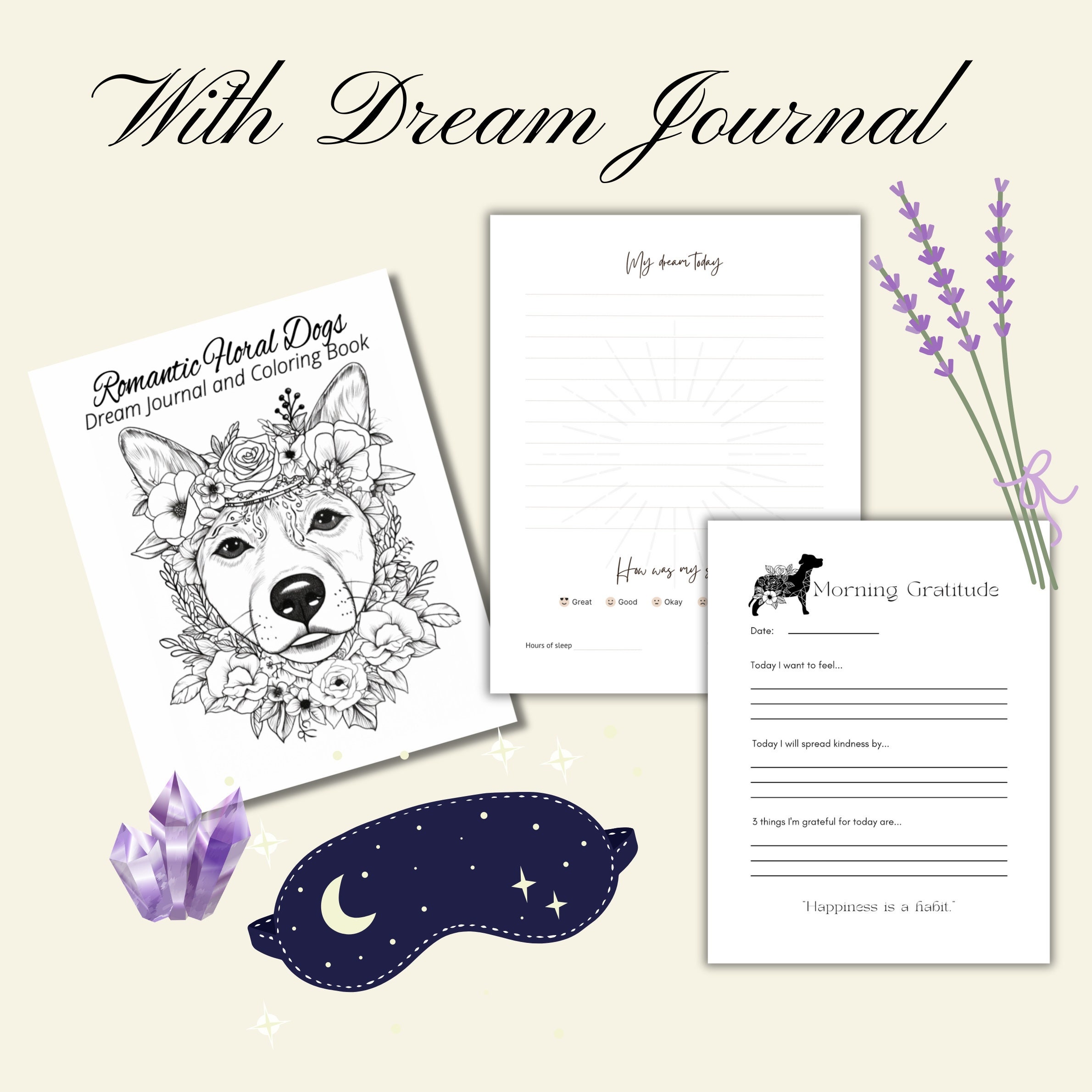 Beautiful Dog and Flowers Dogs Coloring Book for Stress and Anxiety ...