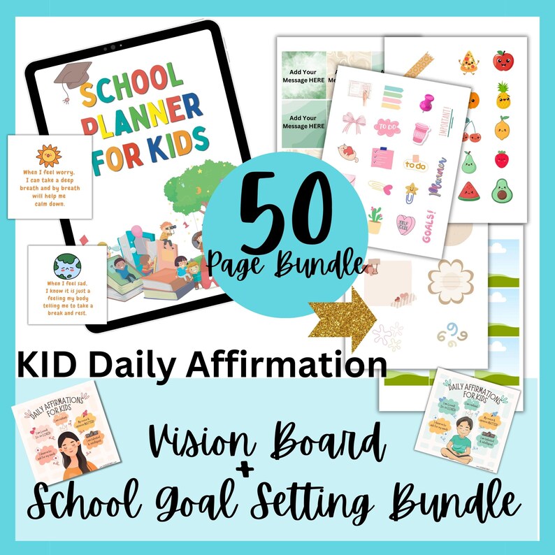 Kids Daily Affirmation Printable for Confidence, Growth, Goal Setting ...