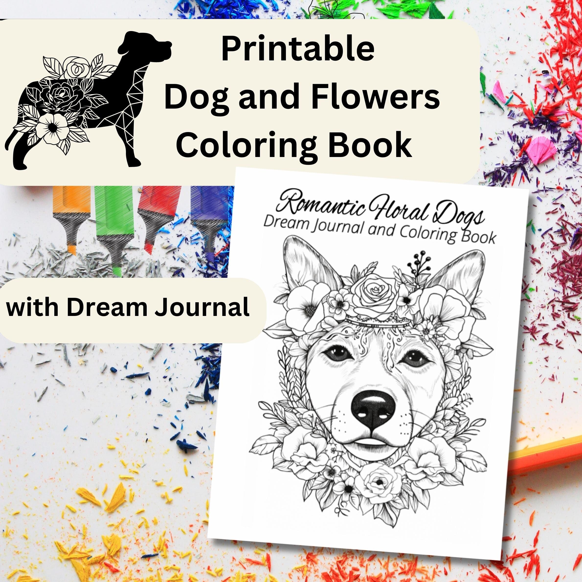 Beautiful Dog and Flowers Dogs Coloring Book for Stress and Anxiety ...
