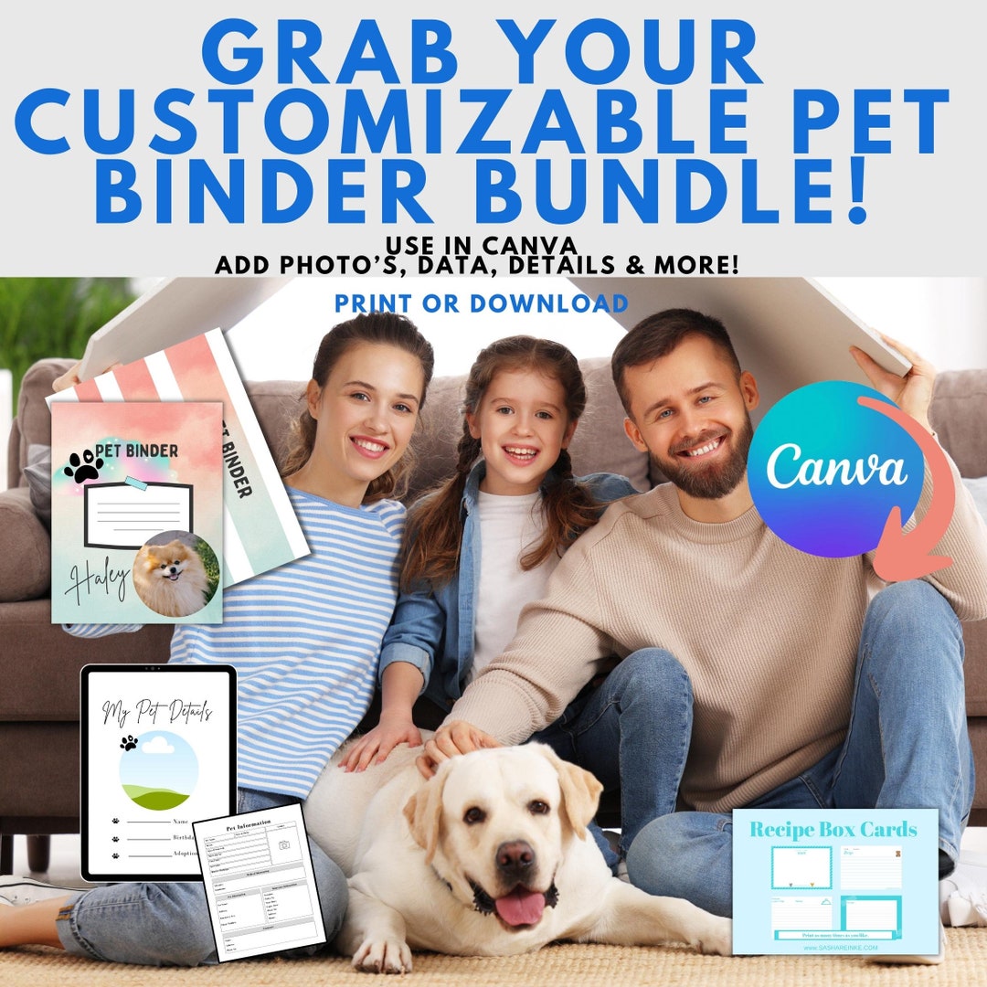 Customizable and Printable Pet Binder Bundle for Dog Mom Dog - Etsy