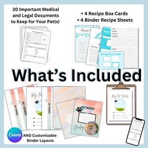 Customizable and Printable Pet Binder Bundle for Dog Mom, Dog Dad, Pet ...