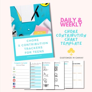 Contribution and Task Chore Charts Tracker Plus Oral Tooth Care ...