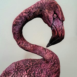 Gothic Deep Pink Flamingo Sculpture, Daisy Flamino, Resting Flamingo ...