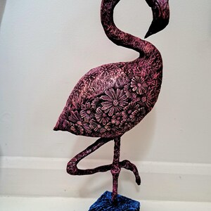 Gothic Deep Pink Flamingo Sculpture, Daisy Flamino, Resting Flamingo ...
