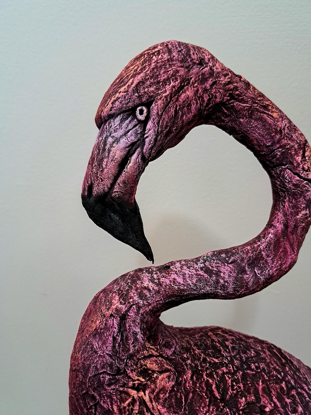 Gothic Deep Pink Flamingo Sculpture, Daisy Flamino, Resting Flamingo ...