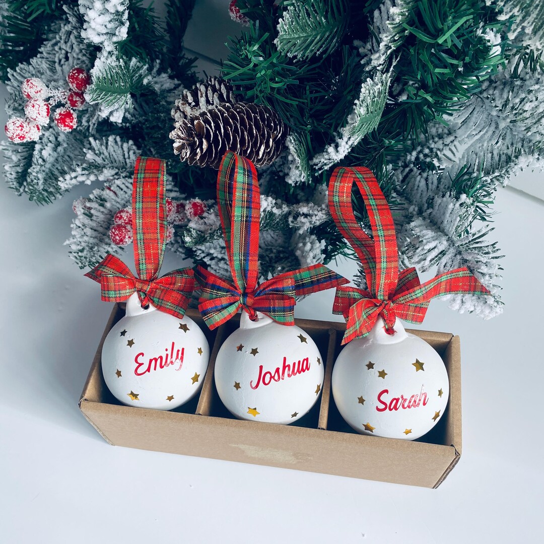 Personalised Ceramic Bauble, Christmas Decoration, Rustic Bauble ...
