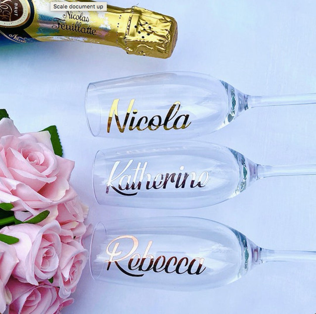 Champagne Flute Stickers, Vinyl Decals, Bridesmaid Gift, Hen Party Gift ...
