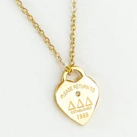 Delta Delta Delta Sorority Heart Ring Dish With Chrome Greek Letters ...