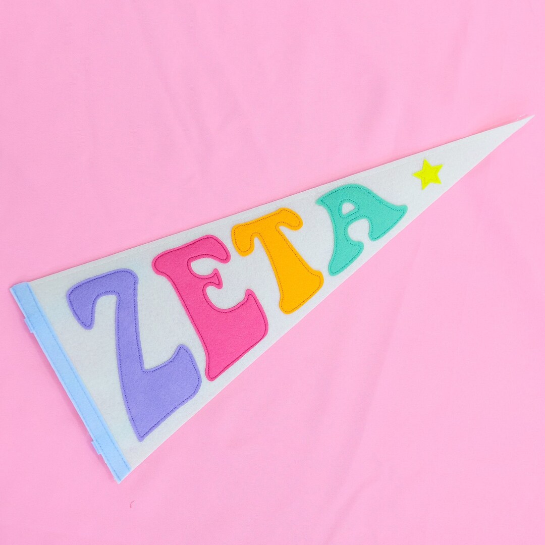 Zeta Tau Alpha Sorority Rainbow Pennant Flag / Sorority Gift / Dorm ...
