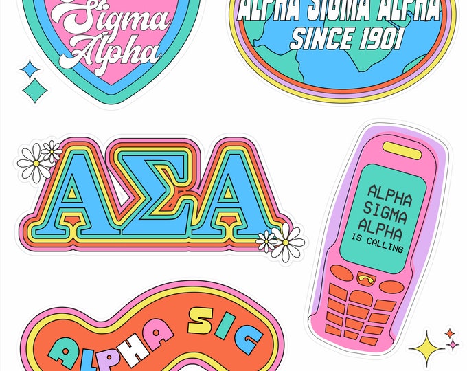 Alpha Sigma Alpha Sorority Rainbow Sticker Sheet / Sorority Gift / Dorm ...