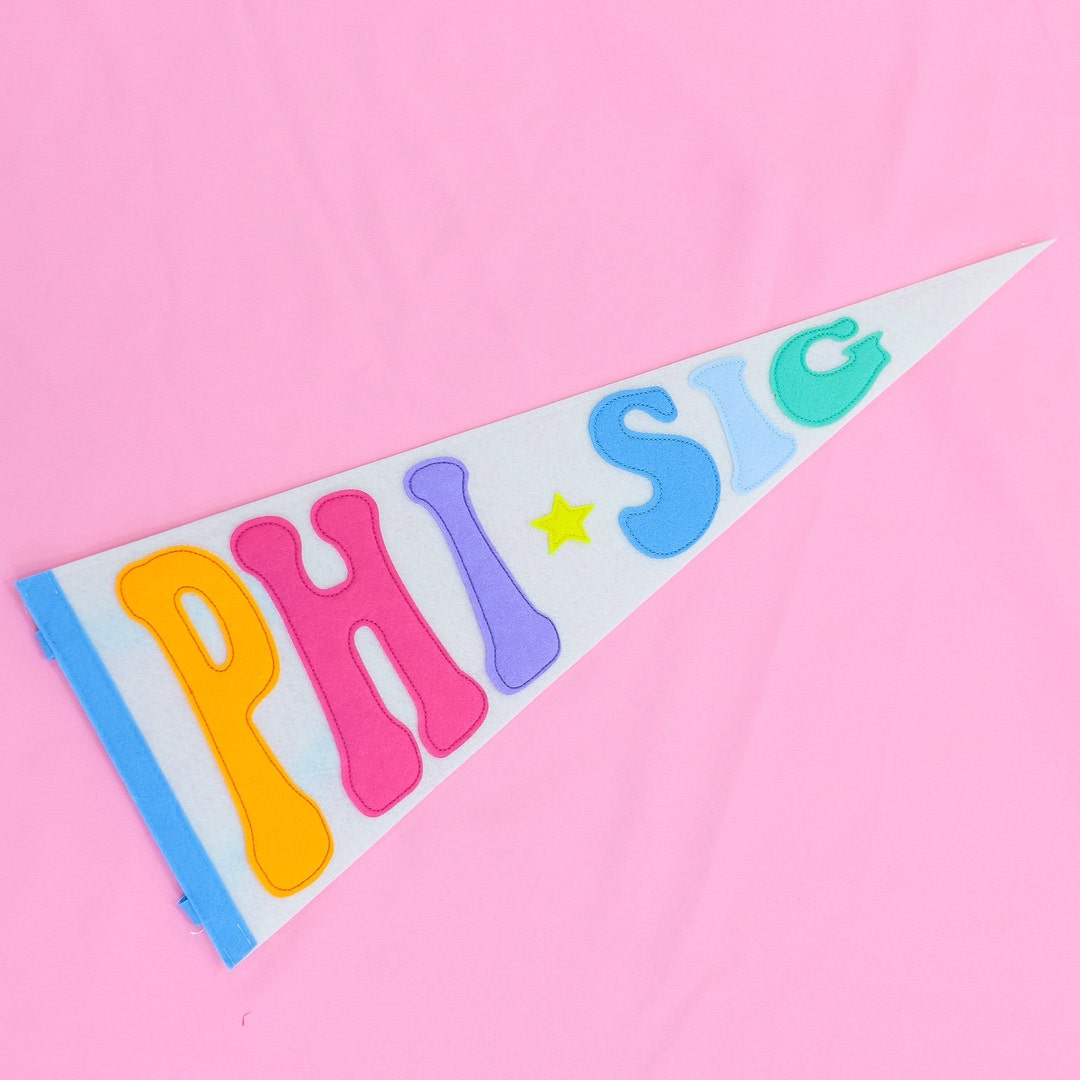 Phi Sigma Sigma Sorority Rainbow Pennant Flag / Sorority Gift / Dorm ...