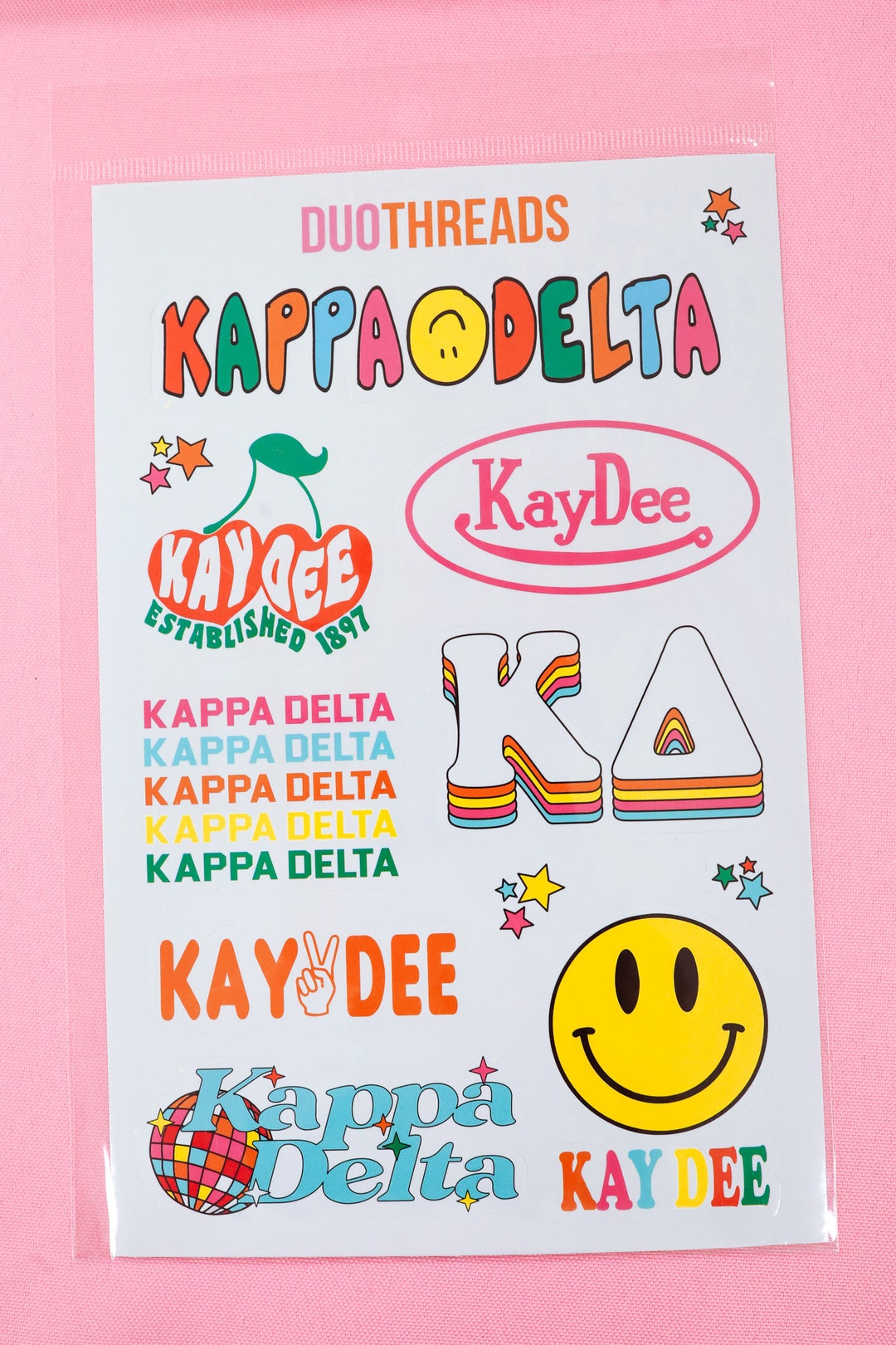 Kappa Delta Sorority Rainbow Sticker Sheet / Sorority Gift / Dorm Room ...