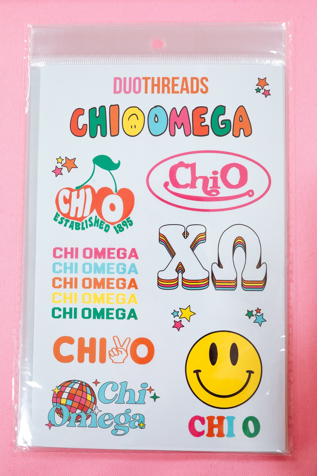 Chi Omega Sorority Rainbow Sticker Sheet / Sorority Gift / Dorm Room ...
