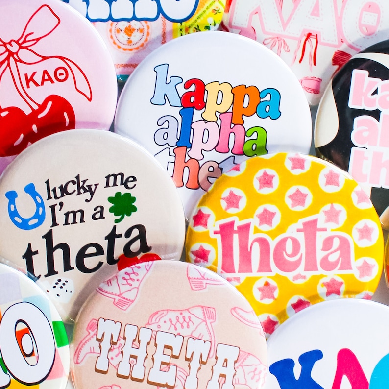 Kappa Alpha Theta Rainbow Sorority Buttons (includes One) // See ...