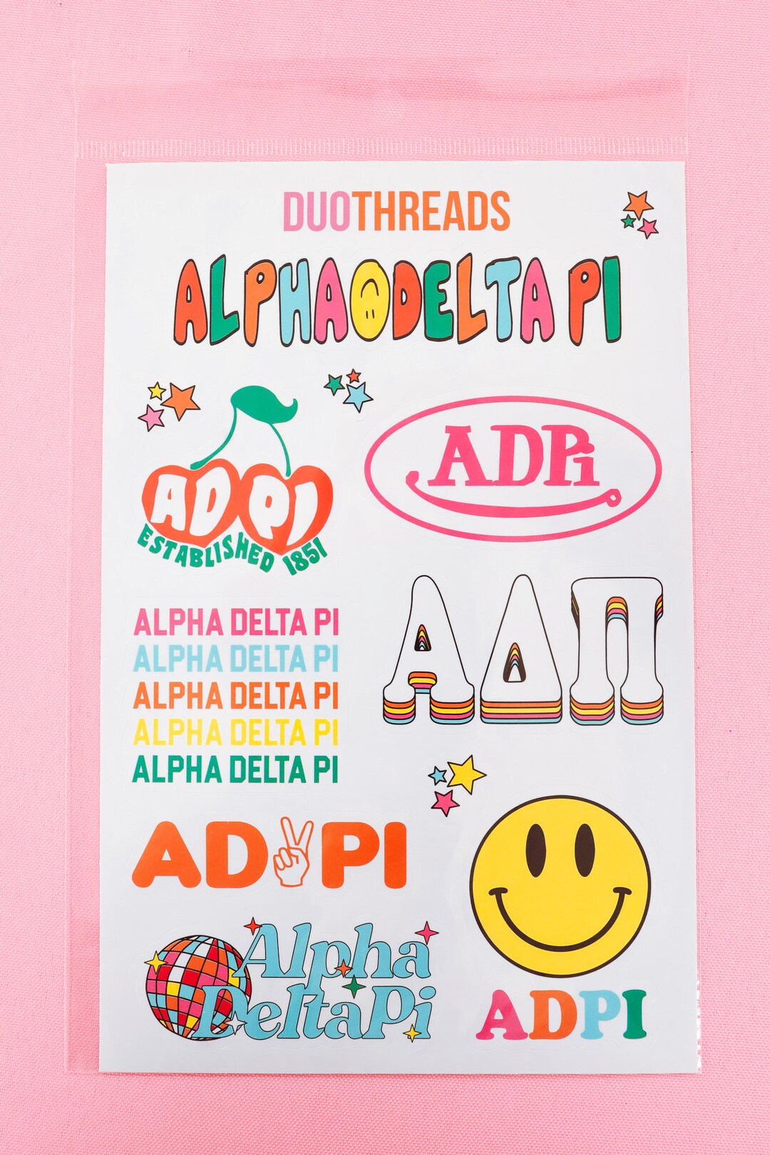 Alpha Delta Pi Sorority Rainbow Sticker Sheet / Sorority Gift / Dorm ...