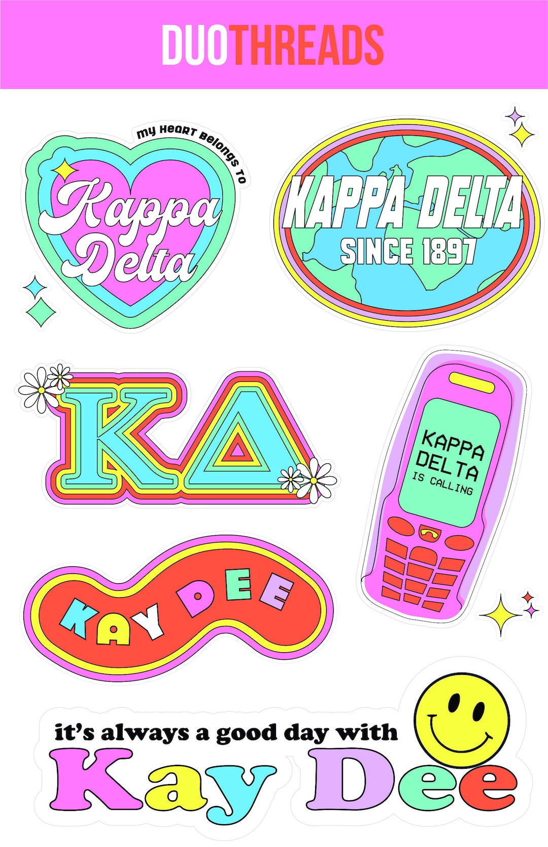 Kappa Delta Sorority Y2K Sticker Sheet / Sorority Gift / Dorm Room ...