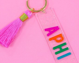 Alpha Phi Heart Keychain Alpha Phi Personalized Sorority Keychain Alpha ...