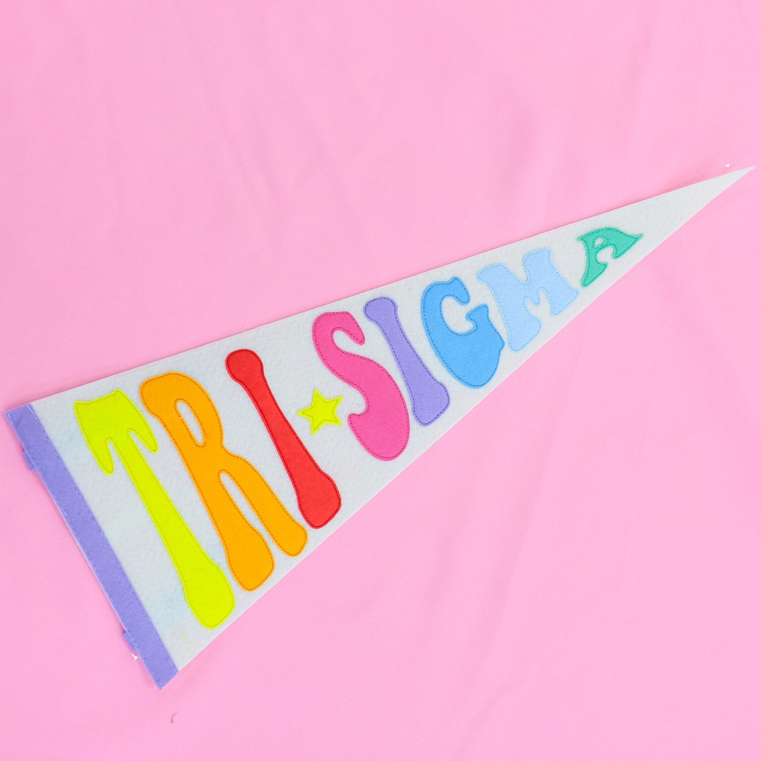 Sigma Sigma Sigma Sorority Rainbow Pennant Flag / Sorority Gift / Dorm ...