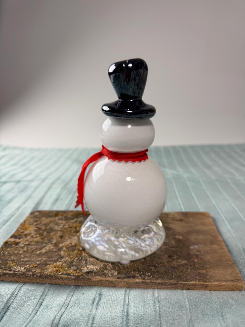 Glass Snowman, Holiday Decor, Cute Snowman Decoration, Whimsical ...