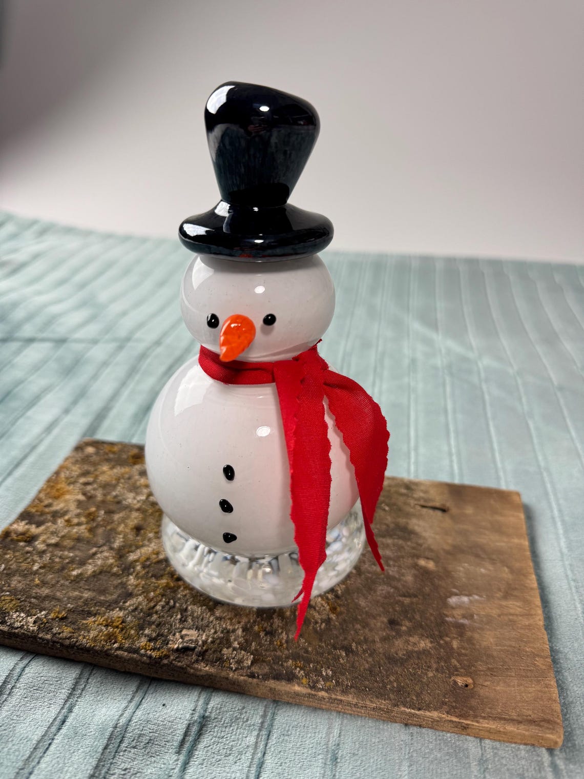 Glass Snowman, Holiday Decor, Cute Snowman Decoration, Whimsical ...