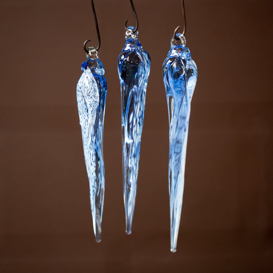 Handmade Glass Icicle Ornament. Winter Glass Ornament, Icicle Ornament ...