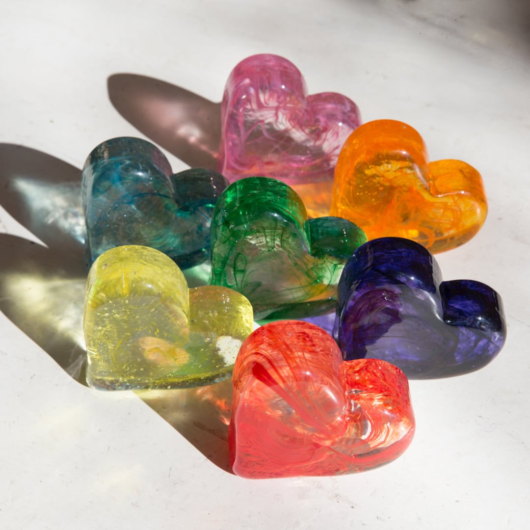 Glass Heart, Handmade Glass Heart Paperweight, Glass Home Decor, Gift ...