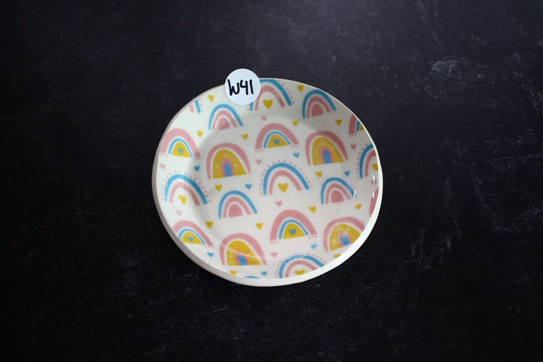 Small Pastel Rainbow Ceramic Plate - Etsy