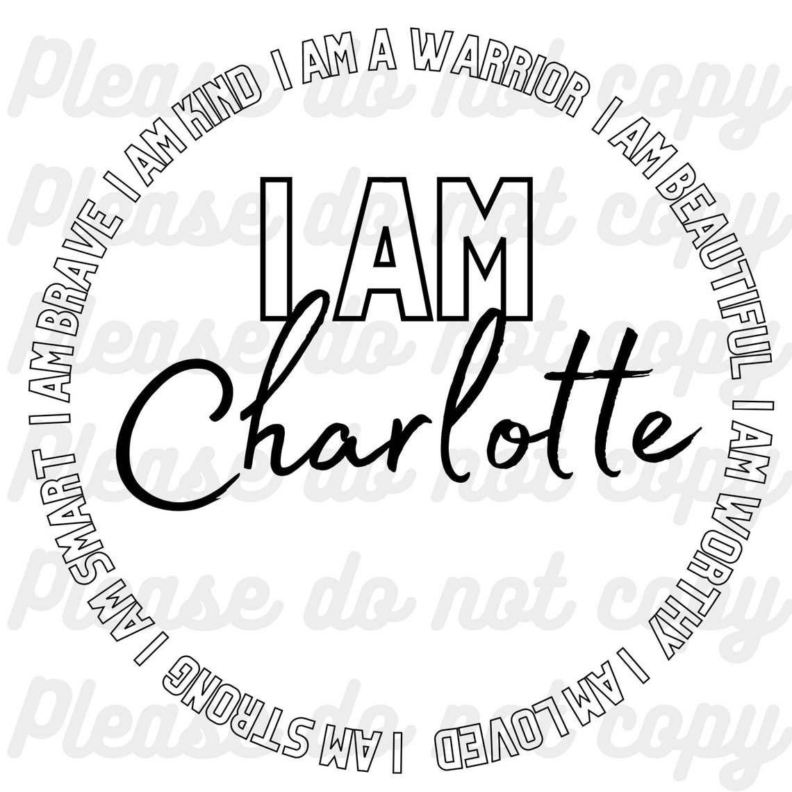 I Am NAME Affirmation Phrases Words - Digital File - Use Canva to ...