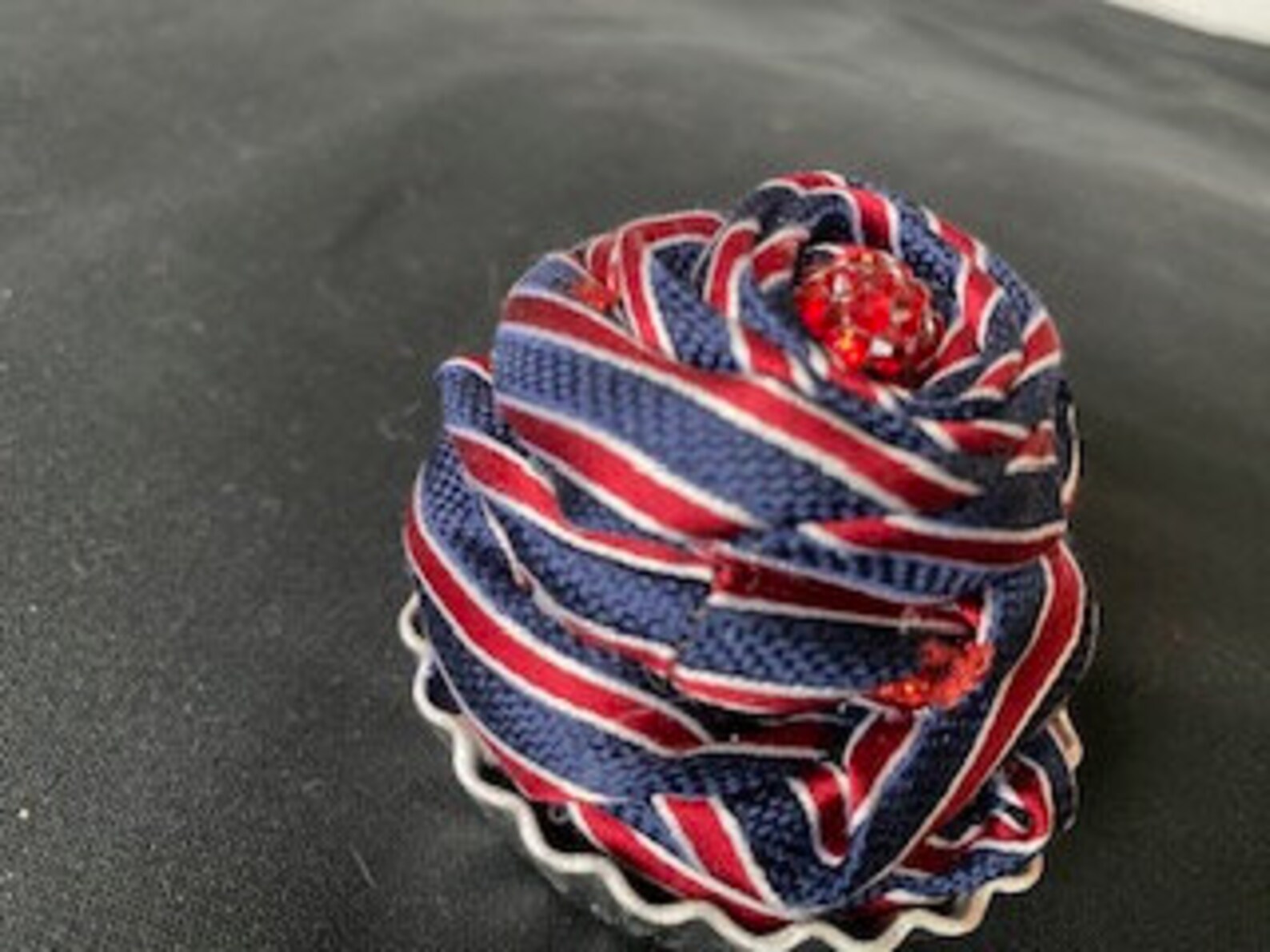 The Rosette Pin Cushion is Made From a Vintage Tin and Man’s Tie Made ...