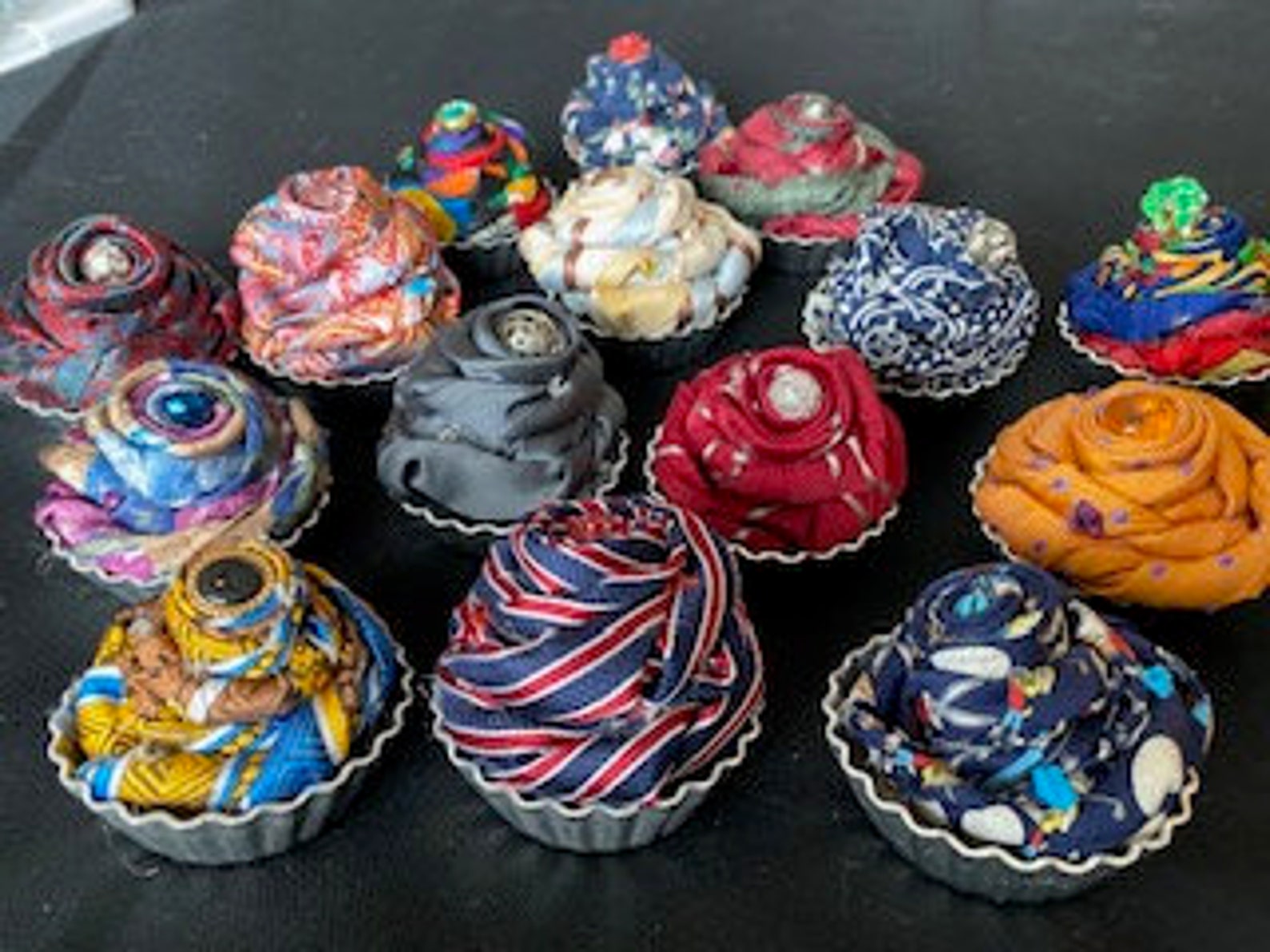The Rosette Pin Cushion is Made From a Vintage Tin and Man’s Tie Made ...