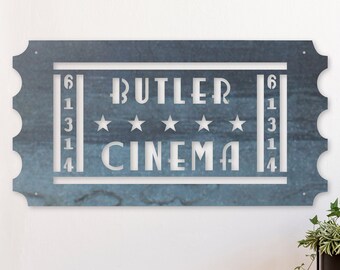 Movie Hometheater Ticket Wood Wall Art Cinema Sign Torn - Etsy