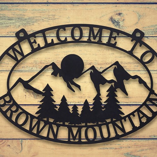 Hanging Metal Woodland Mountain Sign Personalized Gifts - Etsy