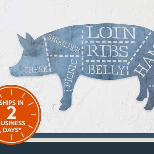 Pig Butcher Shop Sign Pig Pork Meat Chart Pork Butcher - Etsy