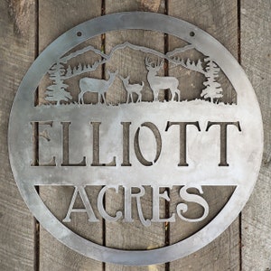 Hanging Metal Woodland Mountain Sign - Personalized Gifts - Wall Art ...