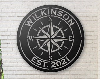 Personalized Compass Rose Metal Sign Personalized Gifts Wall Art Wall ...