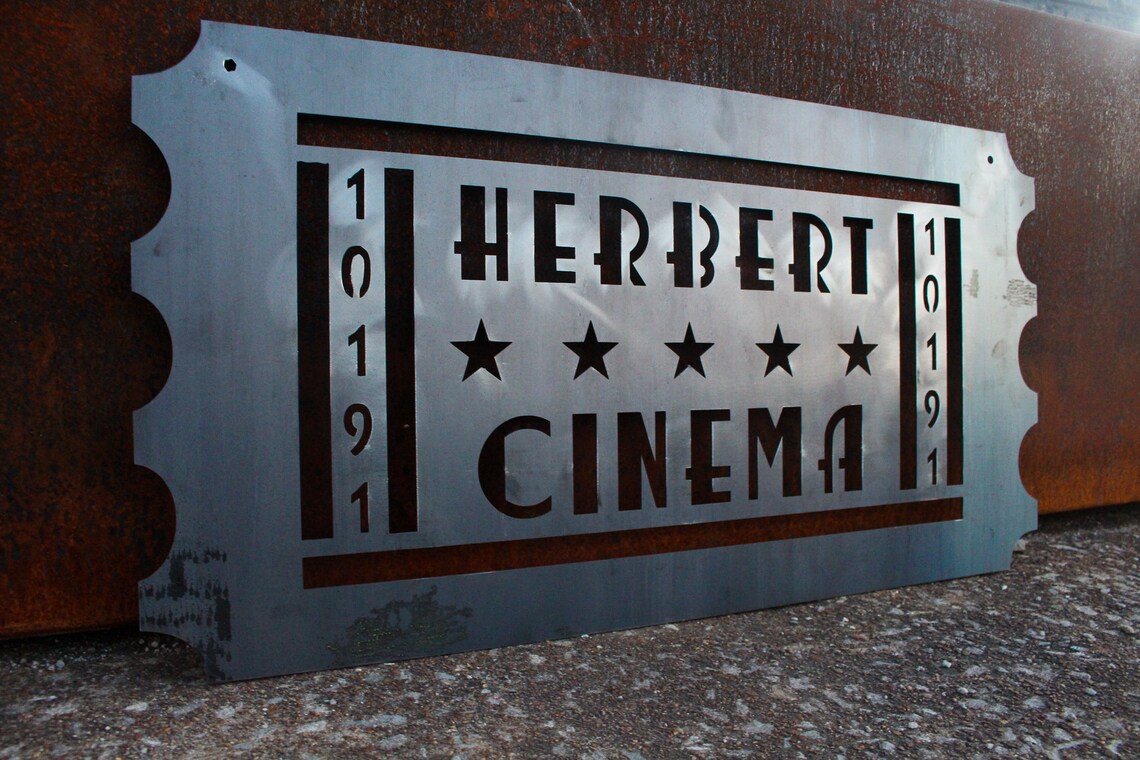 Personalized Movie Ticket Metal Sign Custom Home Theater - Etsy