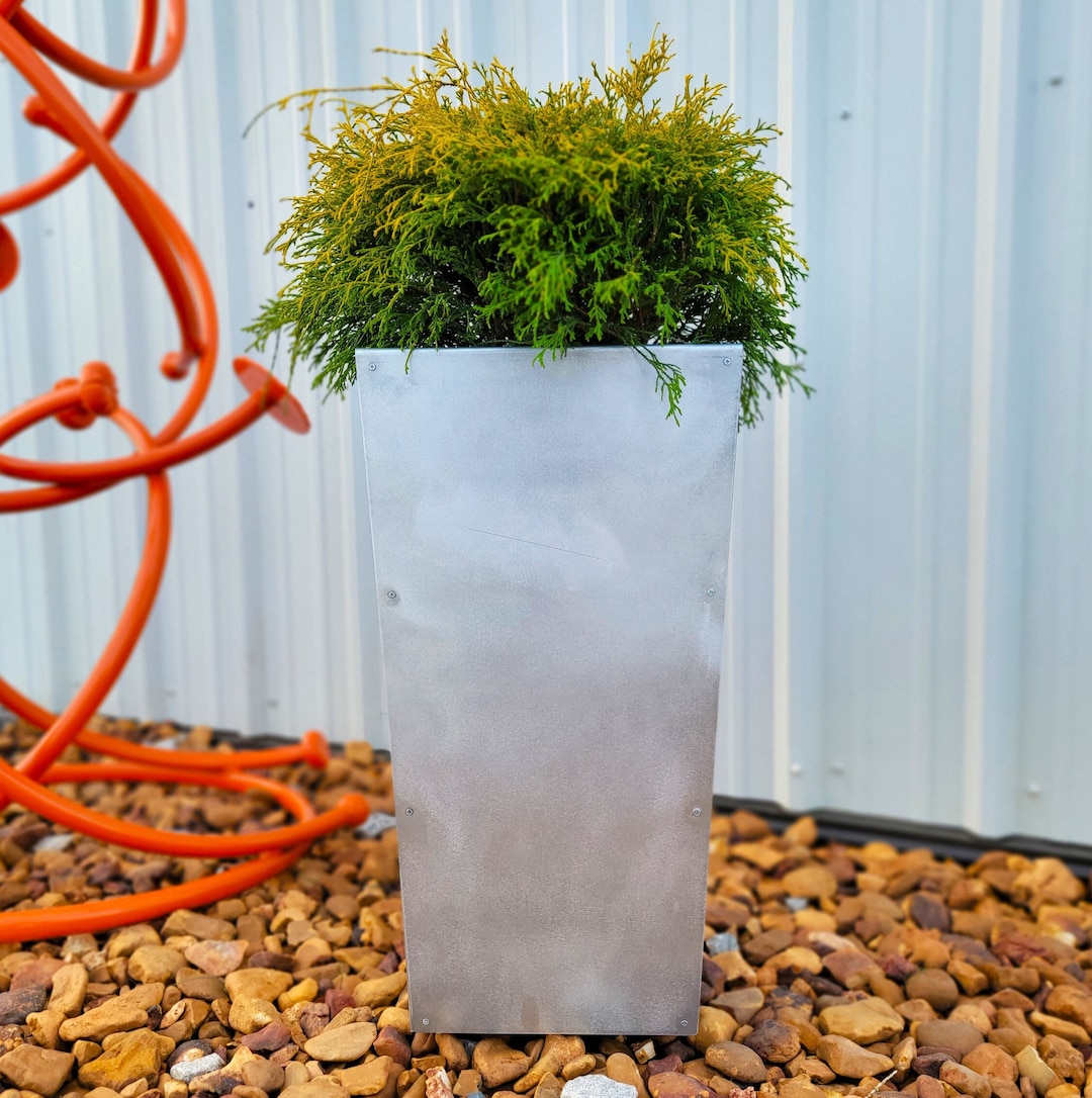 Galvanized Metal Planter - Tall Outdoor Planter - Planter Box - Cute ...
